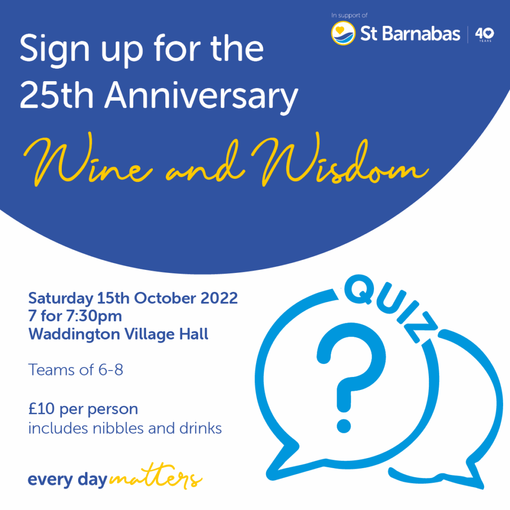 wine and wisdom square 2022 colours - St Barnabas Hospice